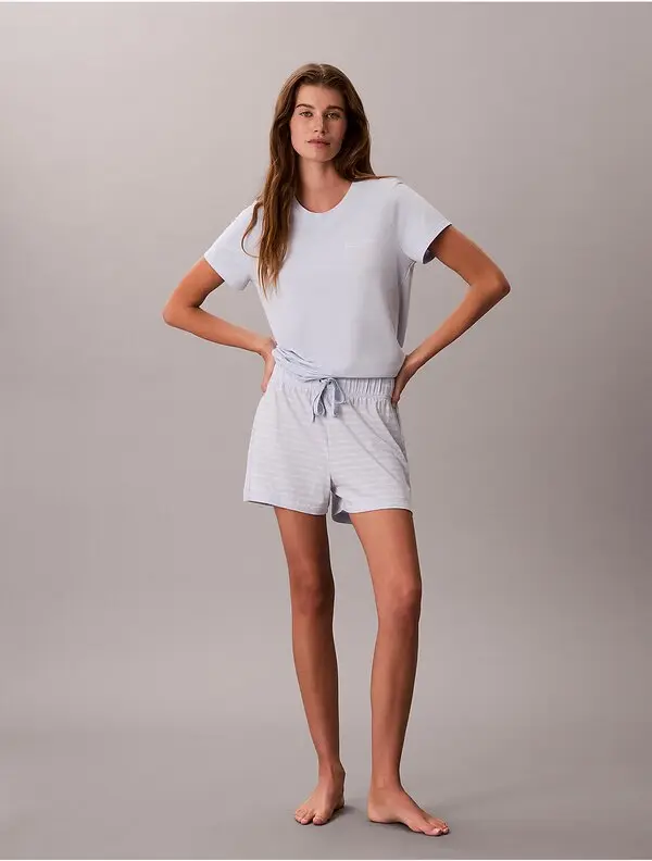 Calvin Klein Viscose Cotton Blend Tee And Shorts Set - Halogen Blue