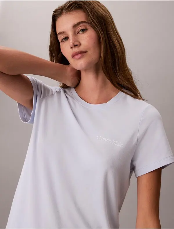 Calvin Klein Viscose Cotton Blend Logo Tee And Shorts Set - Halogen Blue