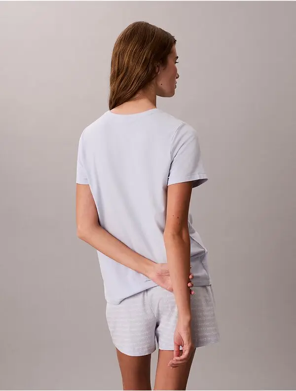 Calvin Klein Viscose Cotton Blend Logo Tee And Shorts Set - Halogen Blue
