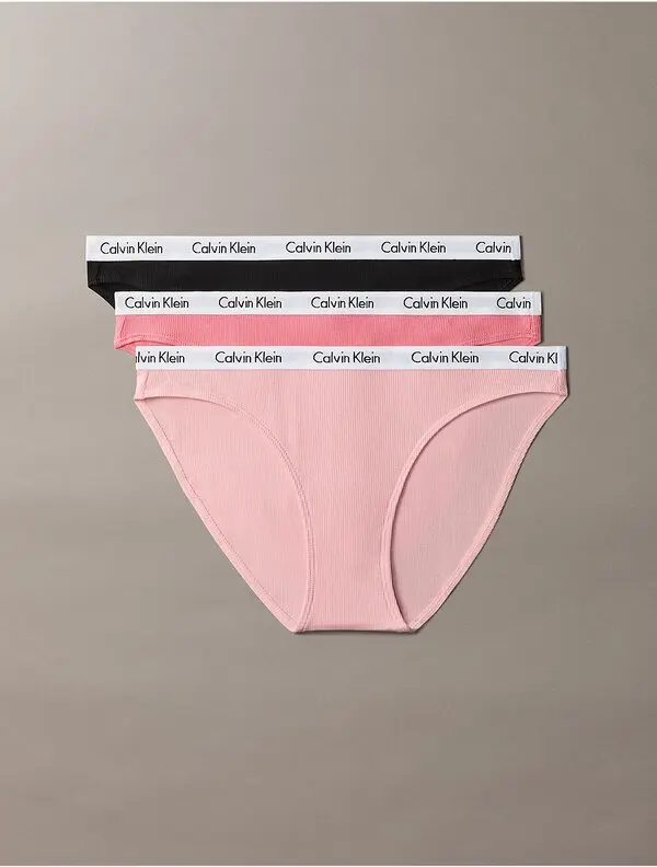 Calvin Klein Carousel Cotton Stretch Rib 3-pack Bikini Set - Powder Pink Multi