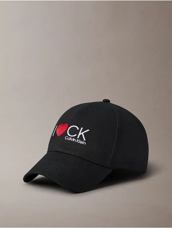 Calvin Klein Embroidered Heart Cotton Twill Baseball Cap - Black