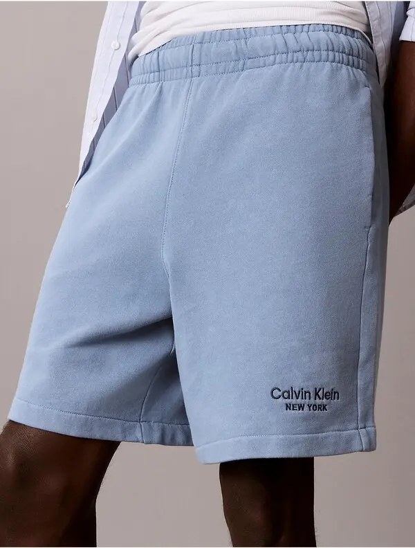 Calvin Klein Terry Logo Graphic Pull-on Shorts - Windward Blue