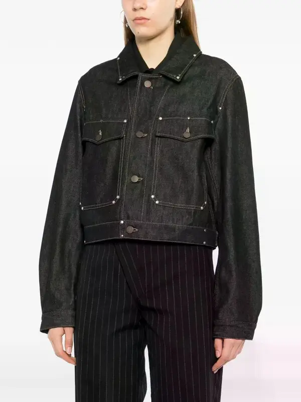 LEMAIRE Cropped Stud-embellished Denim Jacket