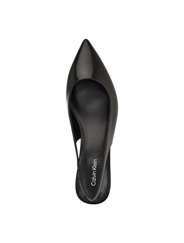 Calvin Klein Mavalyn Leather Slingback Pointed Toe Block Heel