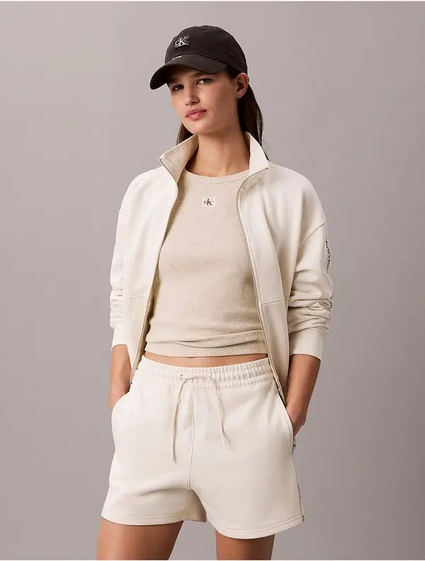Calvin Klein Logo Tape Terry Shorts - Tofu