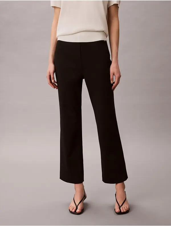 Calvin Klein Ponte Cropped Flared Pants - Black