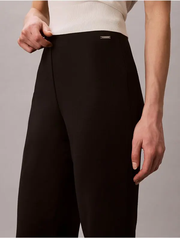 Calvin Klein Ponte Cropped Flared Pants - Black