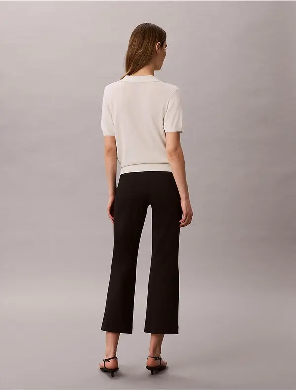 Calvin Klein Ponte Cropped Flared Pants - Black