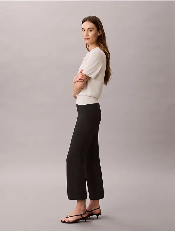 Calvin Klein Ponte Cropped Flared Pants - Black