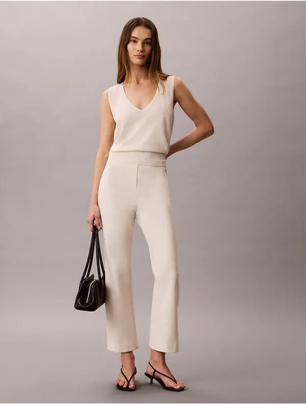 Calvin Klein Ponte Cropped Flared Pants - Tofu