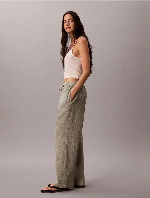 Calvin Klein Double Gauze Straight Leg Pull-on Pants - Shadow