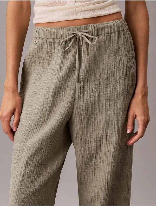Calvin Klein Double Gauze Straight Leg Pull-on Pants - Shadow