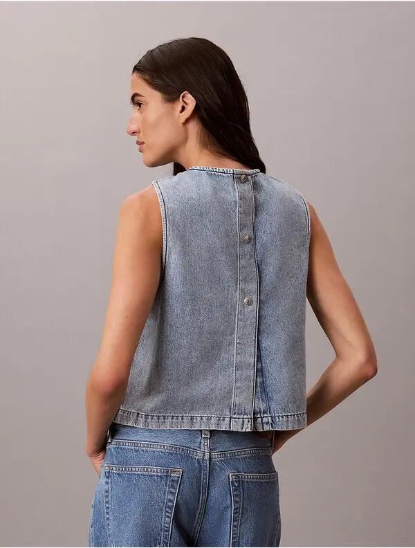 Calvin Klein Sleeveless Cropped Denim Top