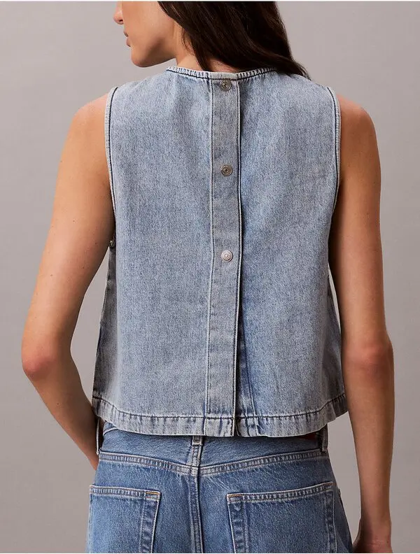Calvin Klein Sleeveless Cropped Denim Top