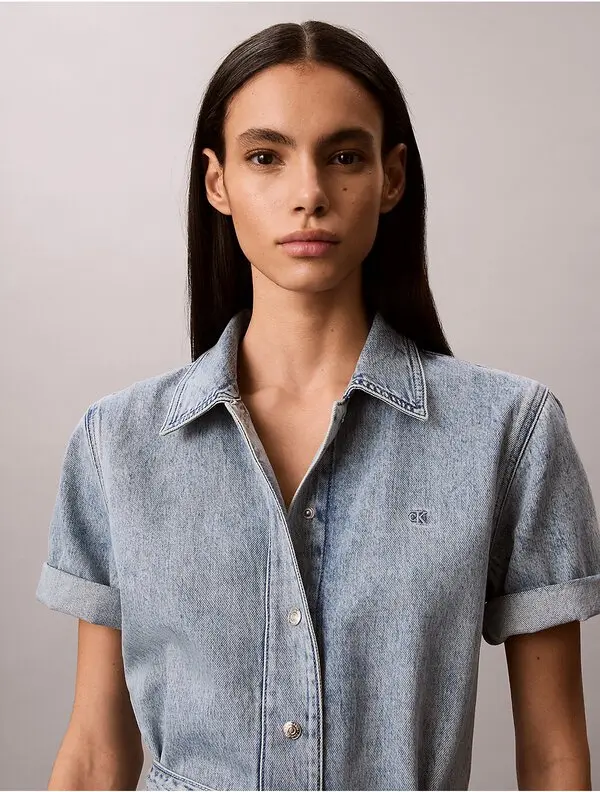 Calvin Klein Denim Belted Mini Shirt Dress