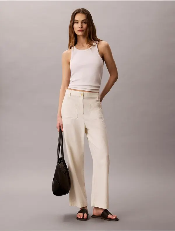 Calvin Klein Marcy Twill Wide Leg Pants - Tofu