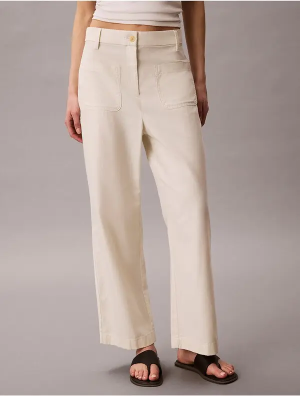Calvin Klein Marcy Twill Wide Leg Pants - Tofu