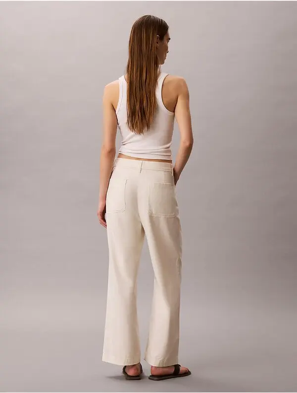 Calvin Klein Marcy Twill Wide Leg Pants - Tofu