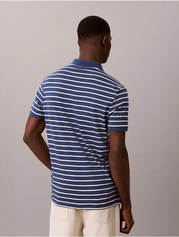 Calvin Klein Liquid Touch Stripe Polo Shirt - Dark Denim
