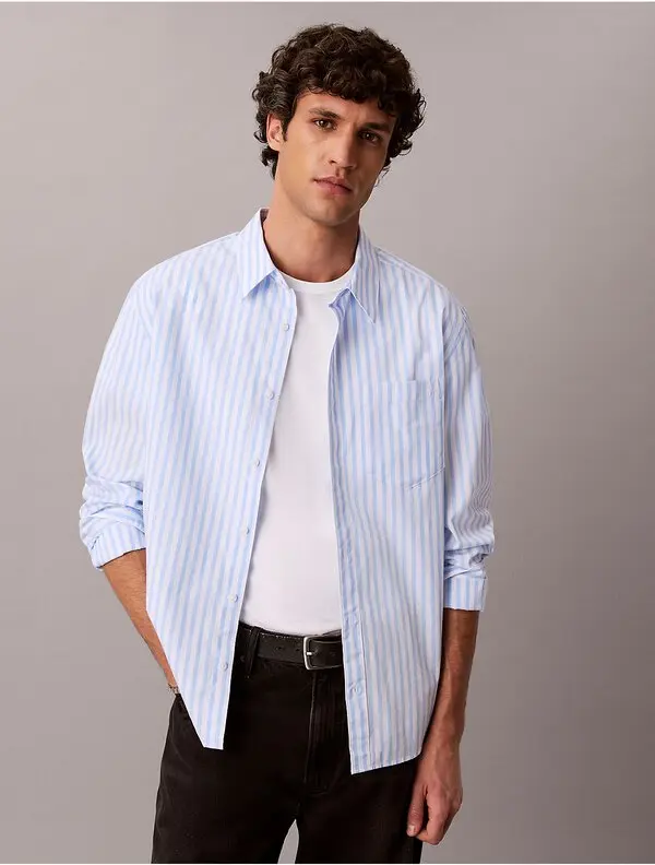 Calvin Klein Yarn-dyed Stripe Washed Poplin Shirt