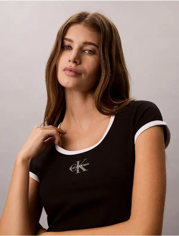 Calvin Klein Monologo Graphic Slim T-shirt - Black