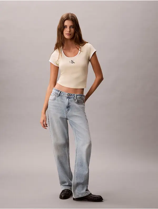 Calvin Klein Monologo Graphic Slim T-shirt - Vanilla Custard