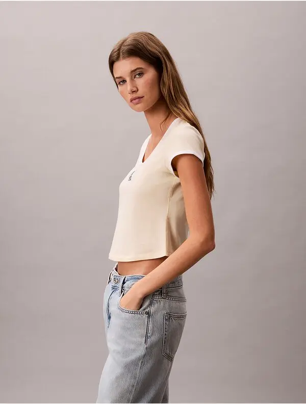 Calvin Klein Monologo Graphic Slim T-shirt - Vanilla Custard