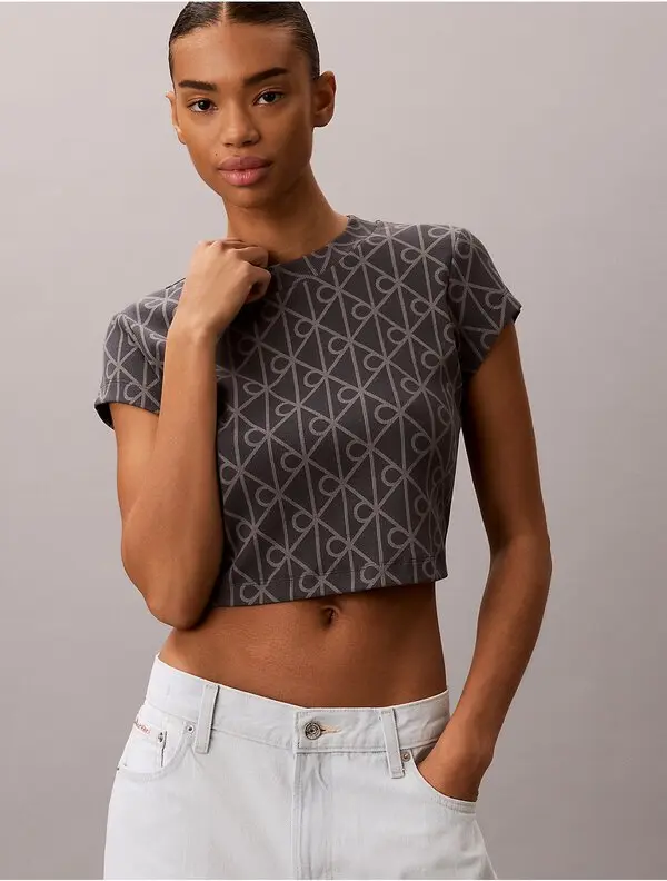 Calvin Klein Emblem Logo Cropped Baby Tee