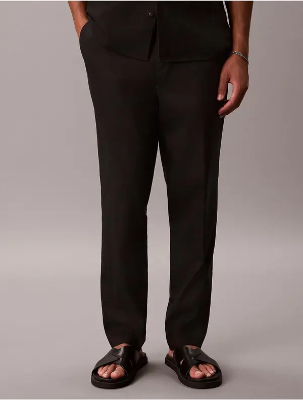 Calvin Klein Linen Blend Slim Pants - Black