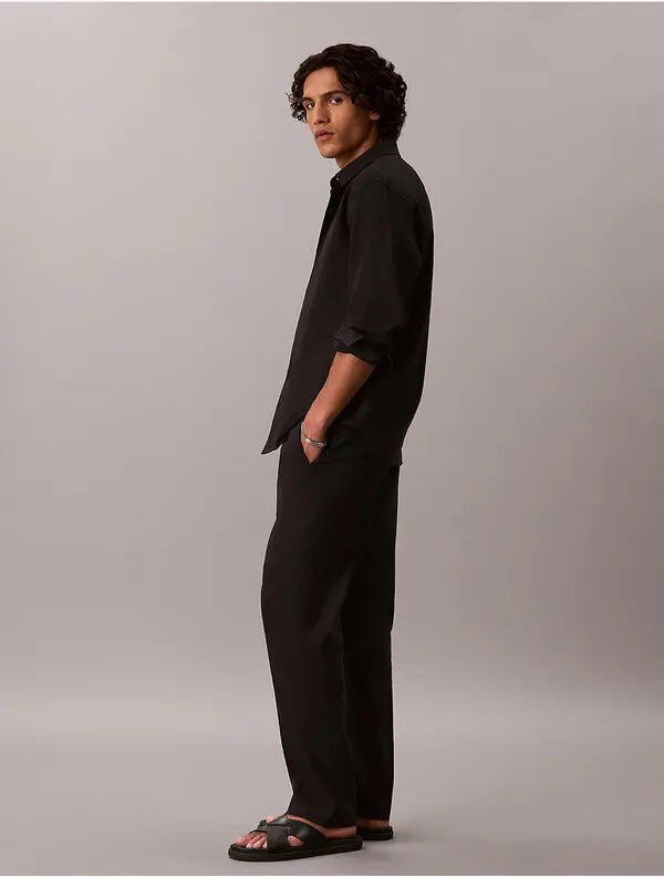Calvin Klein Linen Blend Slim Pants - Black
