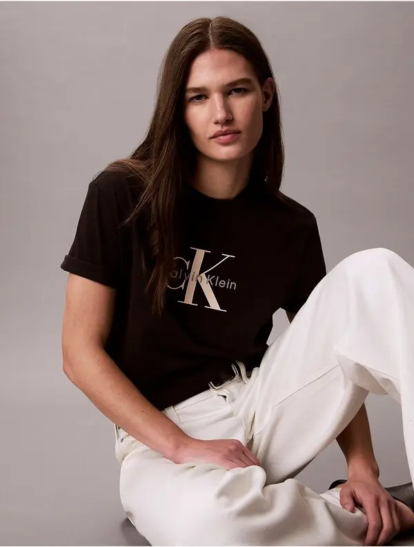 Calvin Klein Monologo Acid Wash T-shirt - Black