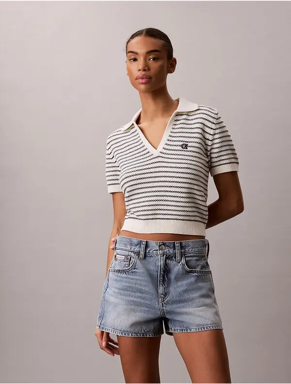 Calvin Klein Striped Stitch Polo Shirt - Tofu
