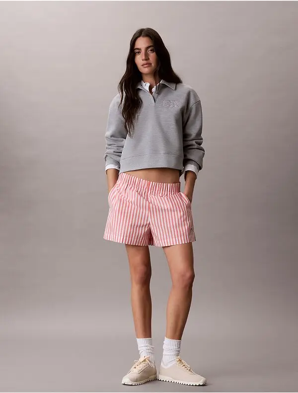 Calvin Klein Cotton Poplin Stripe Shorts - Rose Stripe