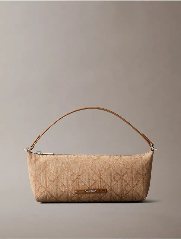 Calvin Klein Allover Emblem Logo Canvas Shoulder Bag - Cornstalk
