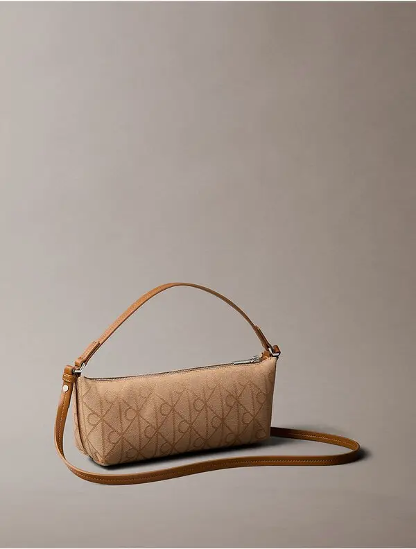 Calvin Klein Allover Emblem Logo Canvas Shoulder Bag - Cornstalk