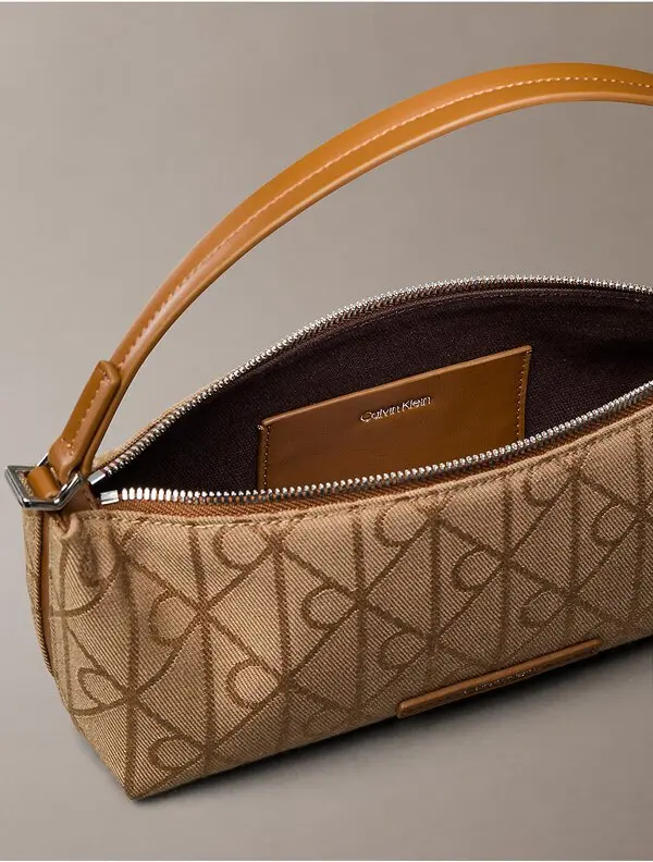 Calvin Klein Allover Emblem Logo Canvas Shoulder Bag - Cornstalk