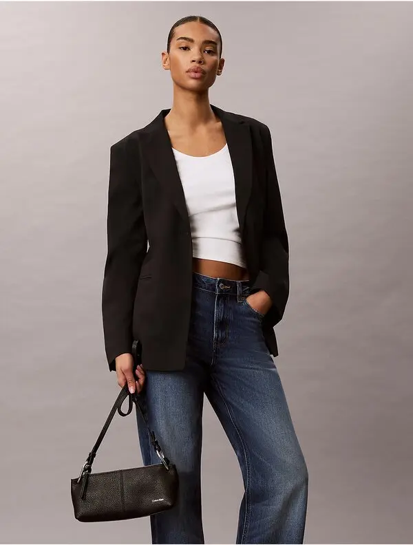 Calvin Klein Slouchy Leather Small Convertible Bag - Black