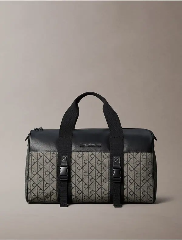 Calvin Klein Emblem Jacquard Duffle Bag - Lotus Beige / Black Aop