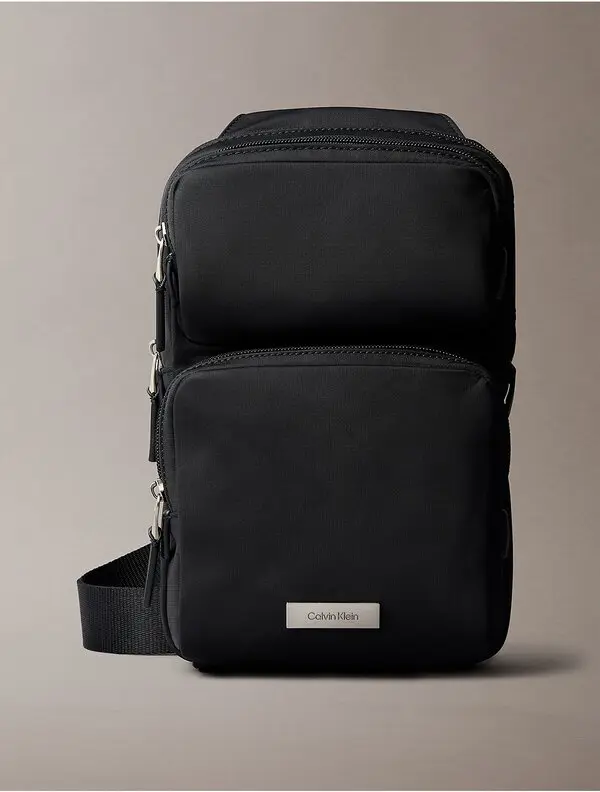Calvin Klein Sleek Nylon Sling Bag - Black