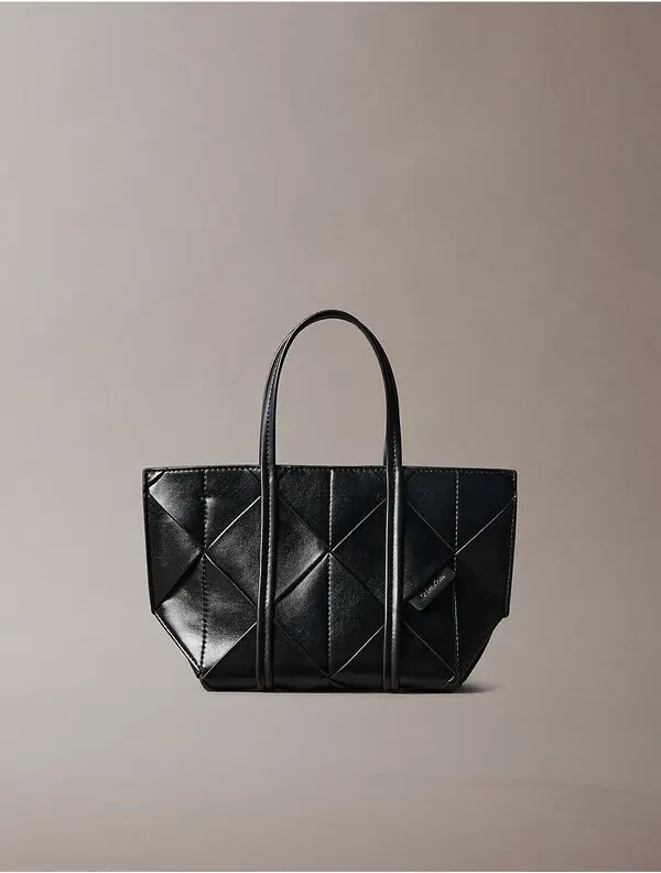 Calvin Klein Woven Mini Tote Crossbody Bag - Black