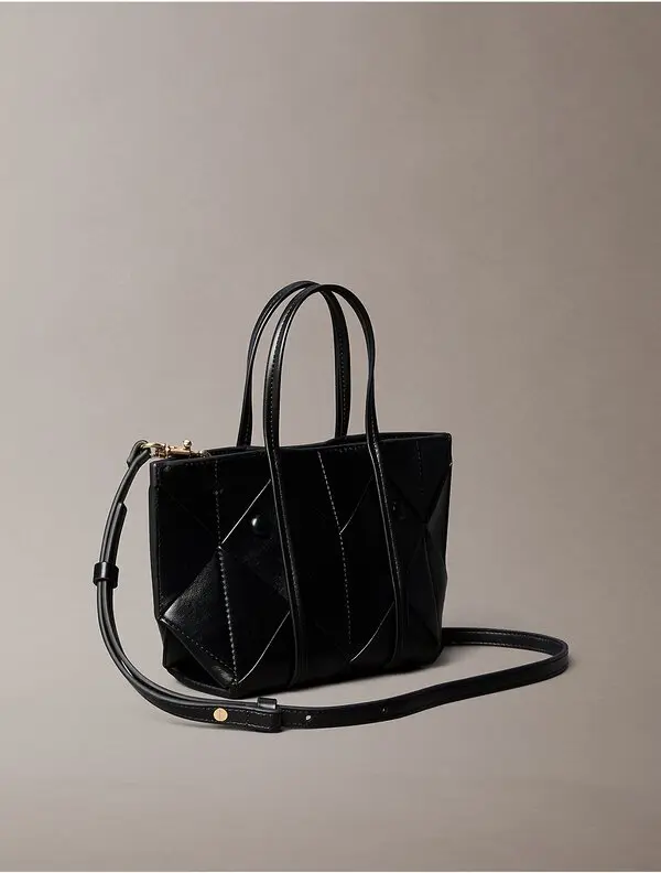 Calvin Klein Woven Mini Tote Crossbody Bag - Black