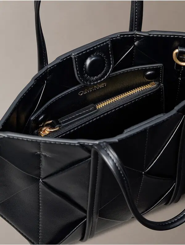 Calvin Klein Woven Mini Tote Crossbody Bag - Black