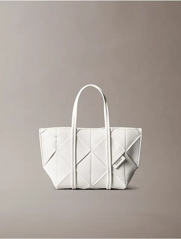 Calvin Klein Woven Mini Tote Crossbody Bag - White Alyssum