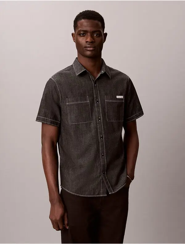 Calvin Klein Chambray Classic Button-down Shirt - Black
