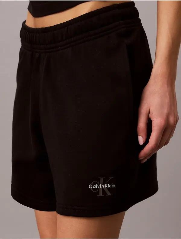Calvin Klein Monologo French Terry Shorts - Black