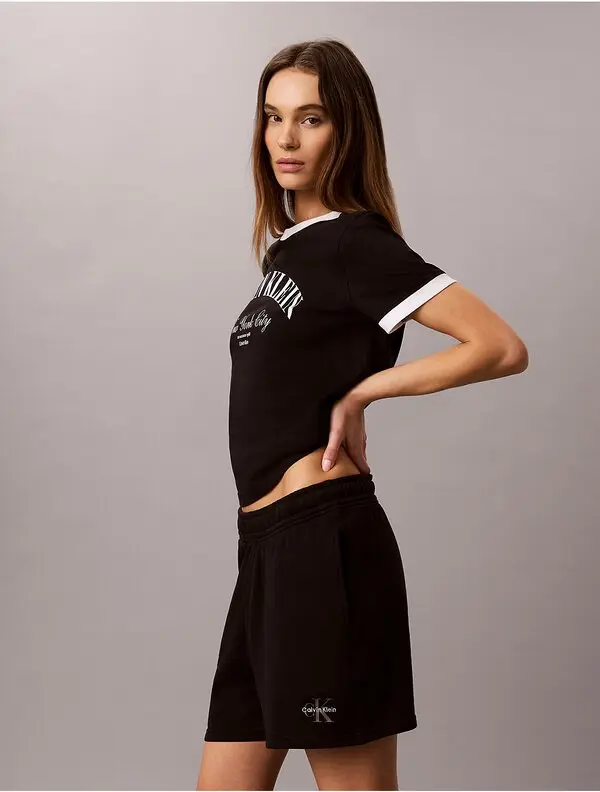 Calvin Klein Monologo French Terry Shorts - Black
