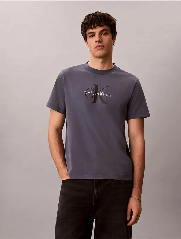 Calvin Klein Acid Wash Monologo Tee - Blue Nomad