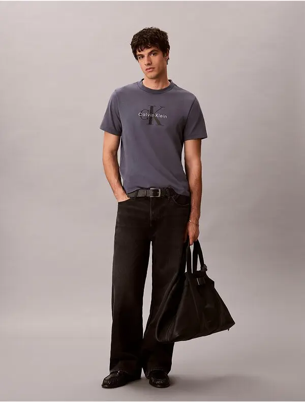 Calvin Klein Acid Wash Monologo Tee - Blue Nomad