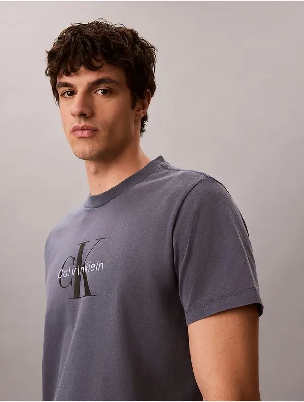 Calvin Klein Acid Wash Monologo Tee - Blue Nomad