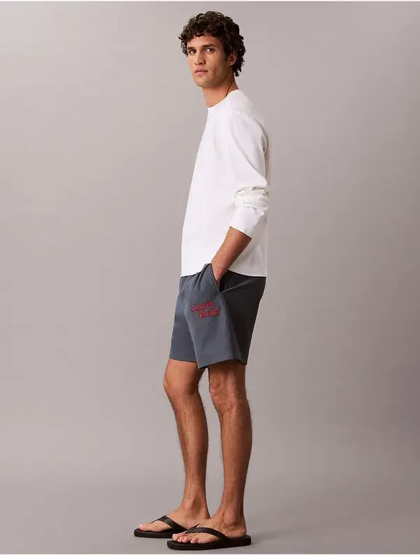 Calvin Klein Terry Logo Graphic Pull-on Shorts - Dark Slate